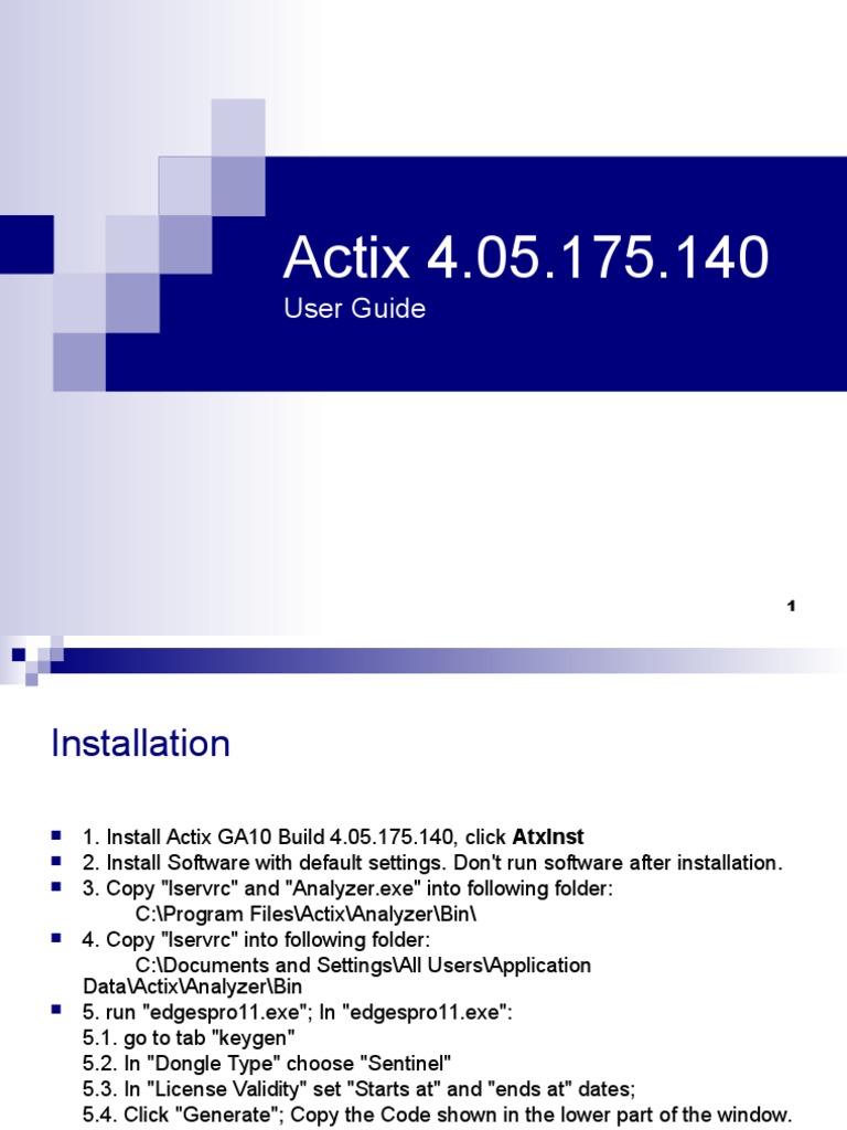 Actix User Guide | Download Free PDF | Installation (Computer Programs) | Tab (Gui)
