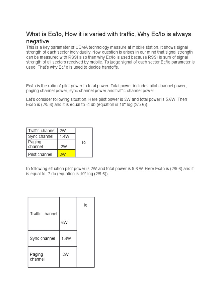 What Is Ec/Io, How It Is Varied With Traffic, Why Ec/Io Is Always ...