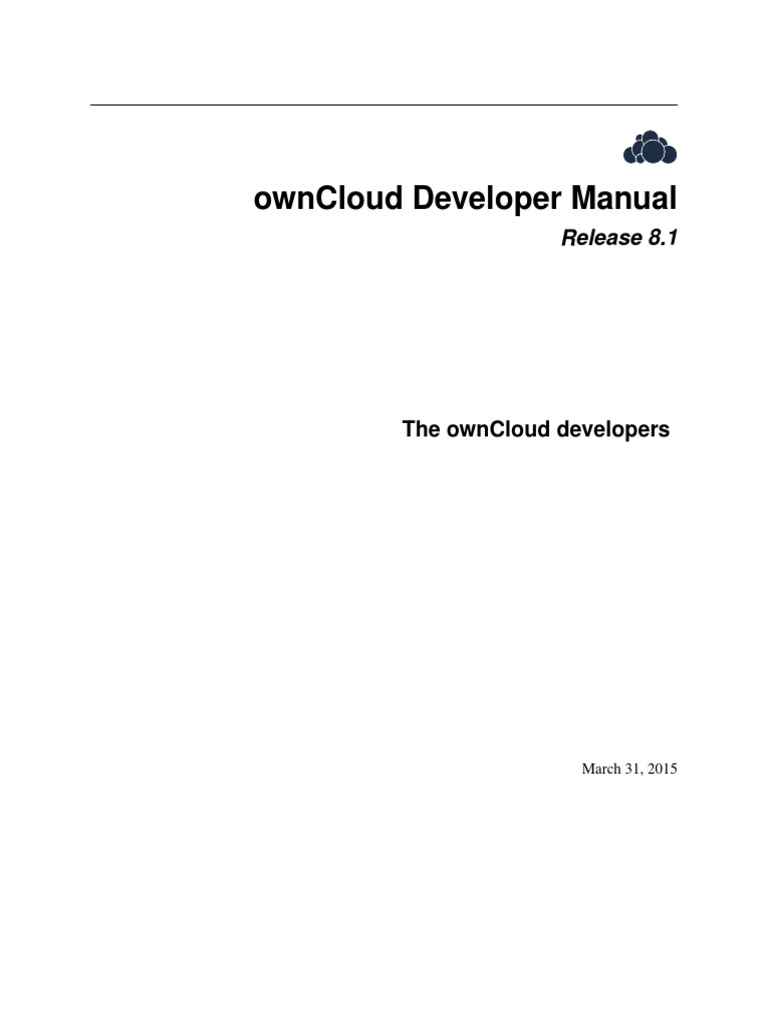 Owncloud Developer Manual: Release 8.1 | PDF | Java Script | Php