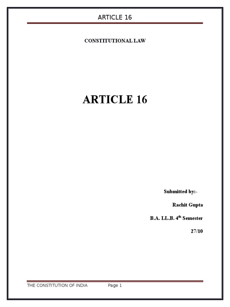 Constitution Article 16 | PDF | Advocate | Public Law