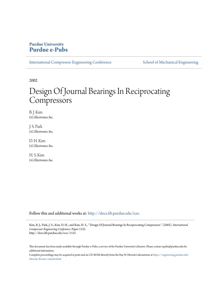 Journal Compressors | PDF | Bearing (Mechanical) | Friction
