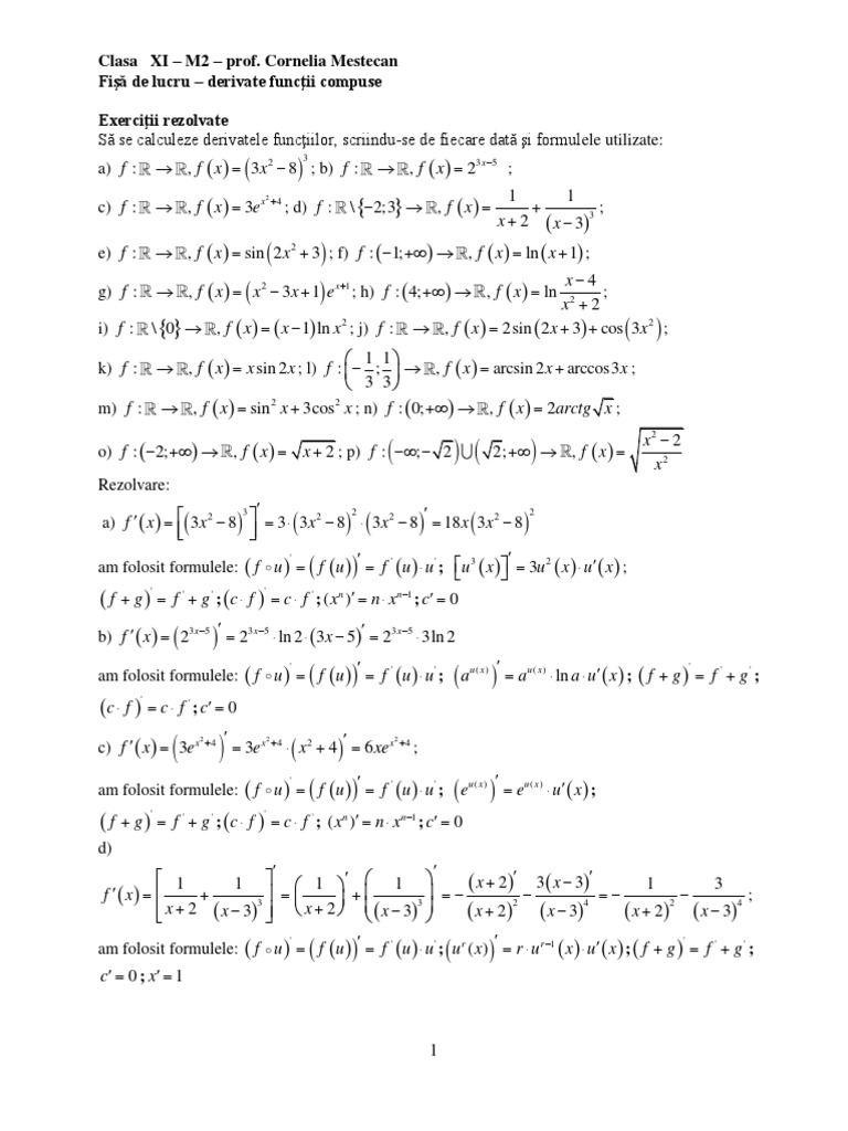 Fisa de Lucru Derivate Compuse | PDF | Teaching Methods & Materials