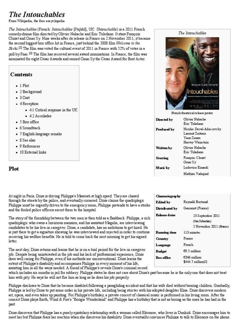 The Intouchables The Intouchables (French: Intouchables (Ɛ̃ | PDF ...