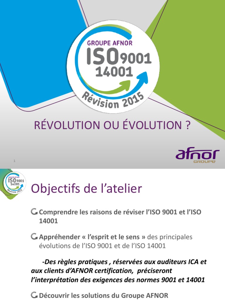 Évolution des normes ISO 9001 et 14001 | PDF | Management de la qualité ...