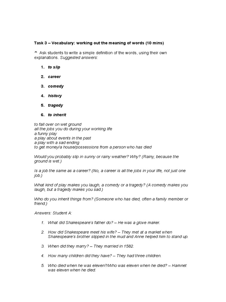 Shakespeare Vocabulary for KS2 Students | PDF