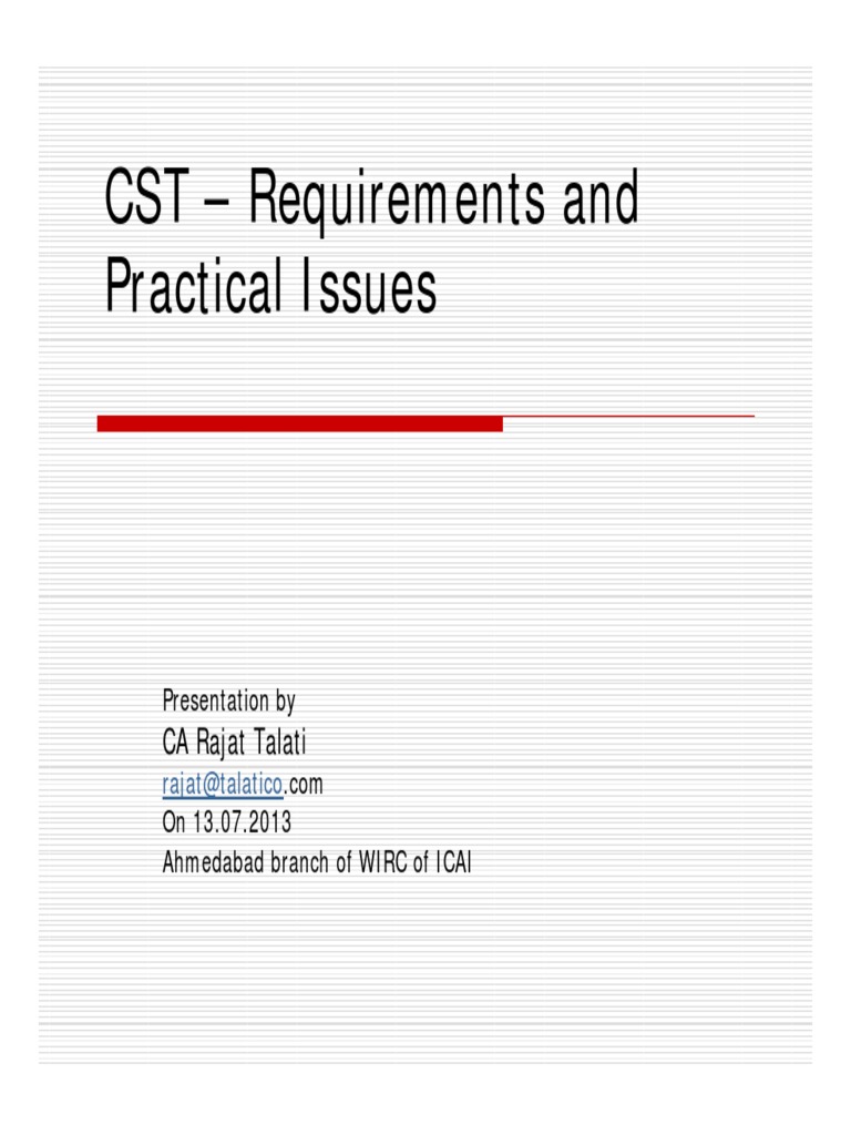 CST - Requirements and CST Requirements and Practical Issues | PDF ...