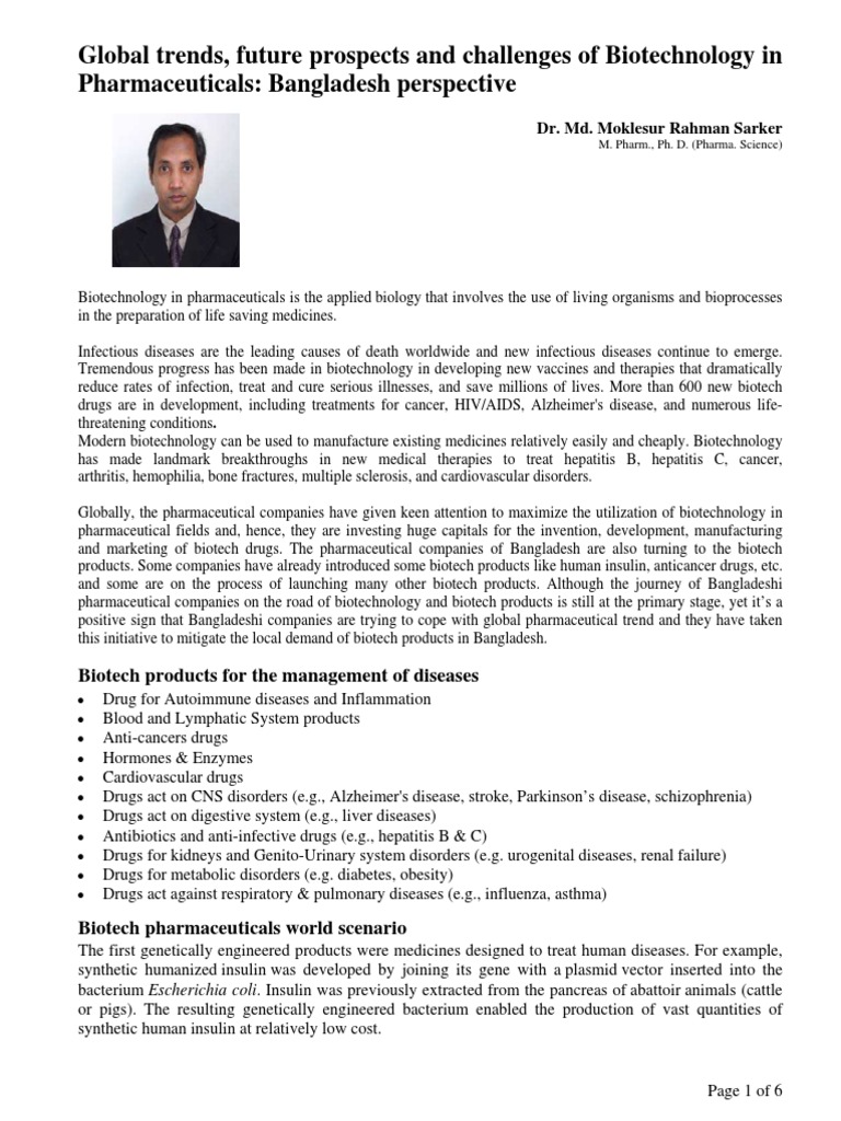 Biotechnology in Pharmaceuticals: Current Trends, Future Prospects, and ...