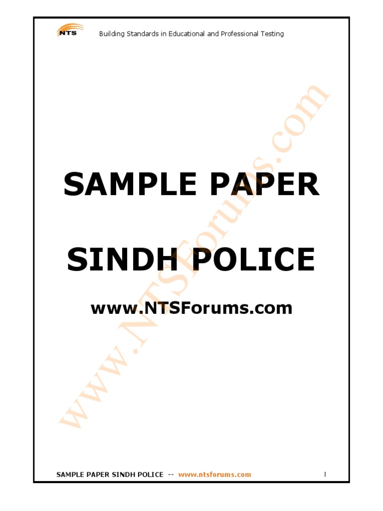 SSU-Sindh Police Sample Paper | PDF | Pervez Musharraf | Benazir Bhutto
