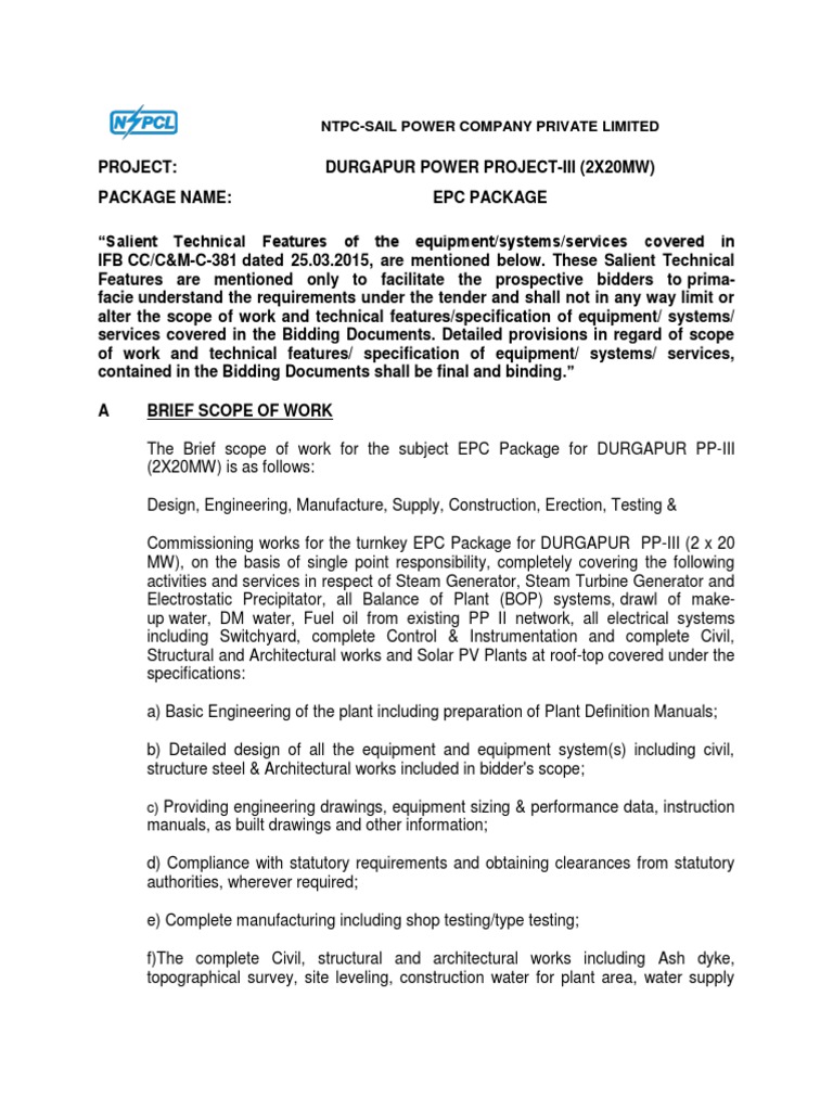FINAL Salient Tech Features - DGP - 2x20 MW | PDF | Boiler | Steam