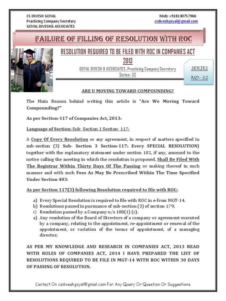 Filling of Resolution - MGT-14 - Series - 32 | PDF | Board Of Directors ...