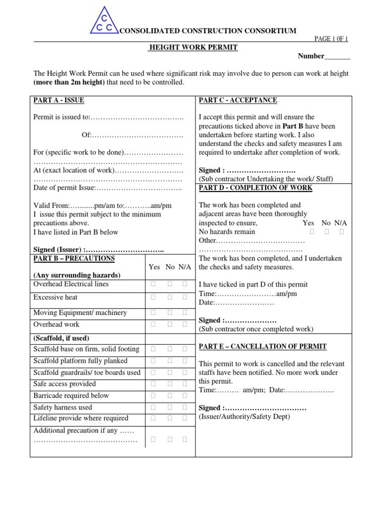 Height Work Permit | PDF