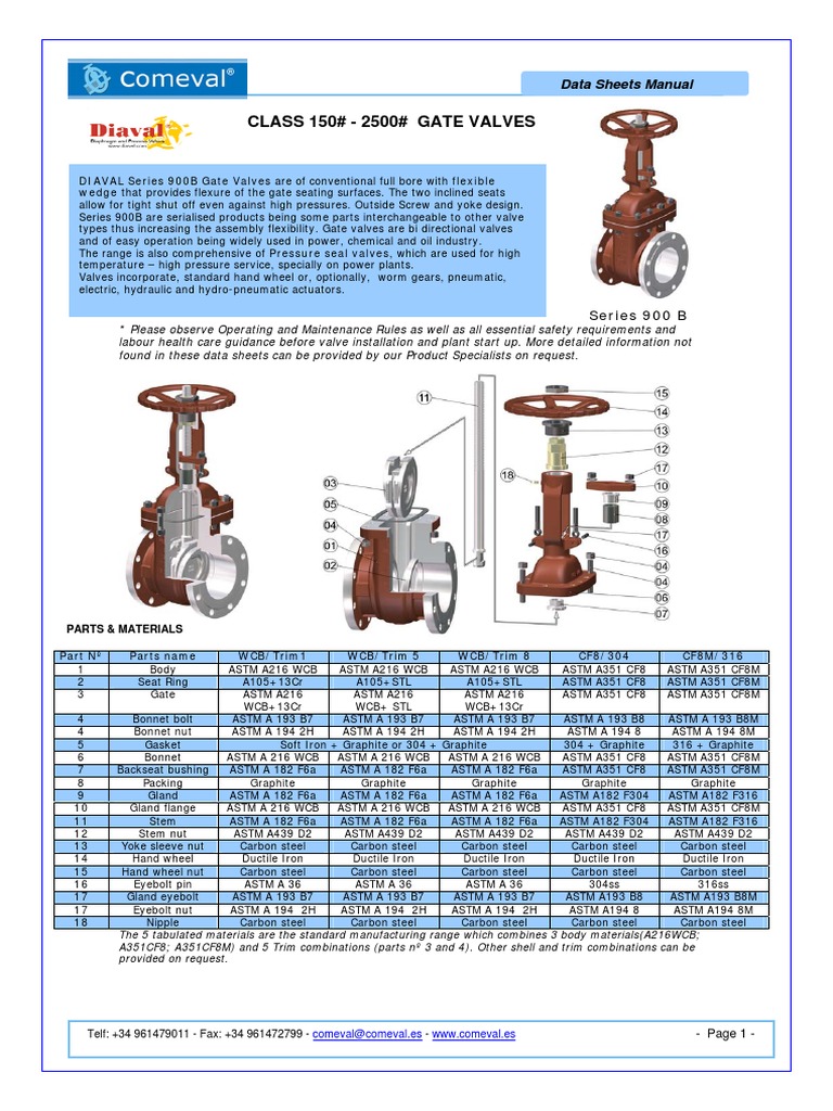 Comeval Cast Steel Gate Valve ANSI 150 PDF | PDF | Valve | Gas Technologies