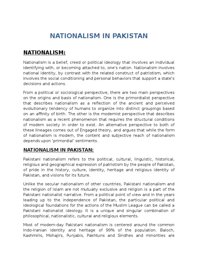 Nationalism in Pakistan | Download Free PDF | Pakistan | Nationalism