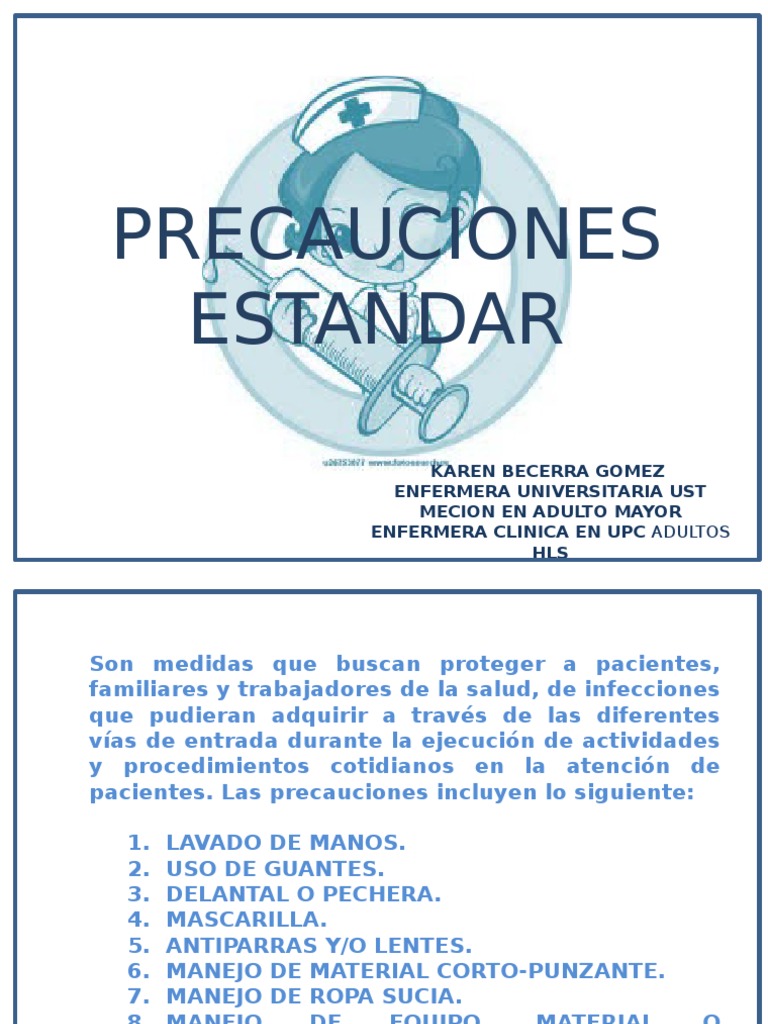 Unidad 1 Clase 2 Precauciones Estandar | PDF | Lavado de manos | Medicina