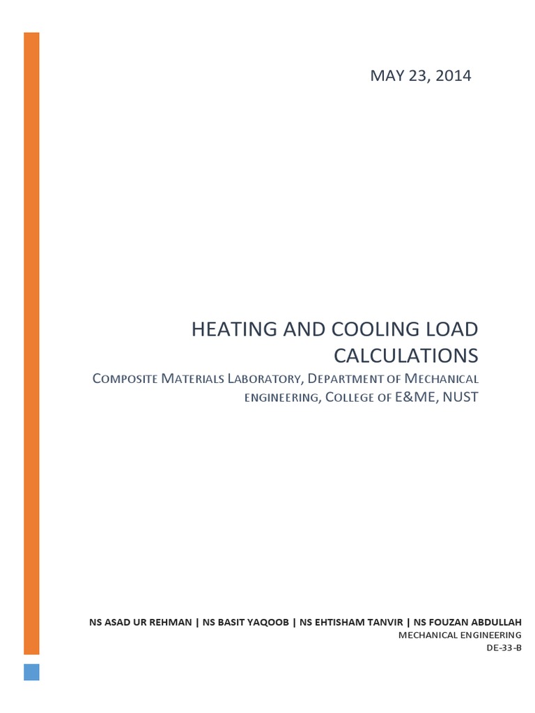 Heating and Cooling Load Calculations-Report | PDF | Air Conditioning ...