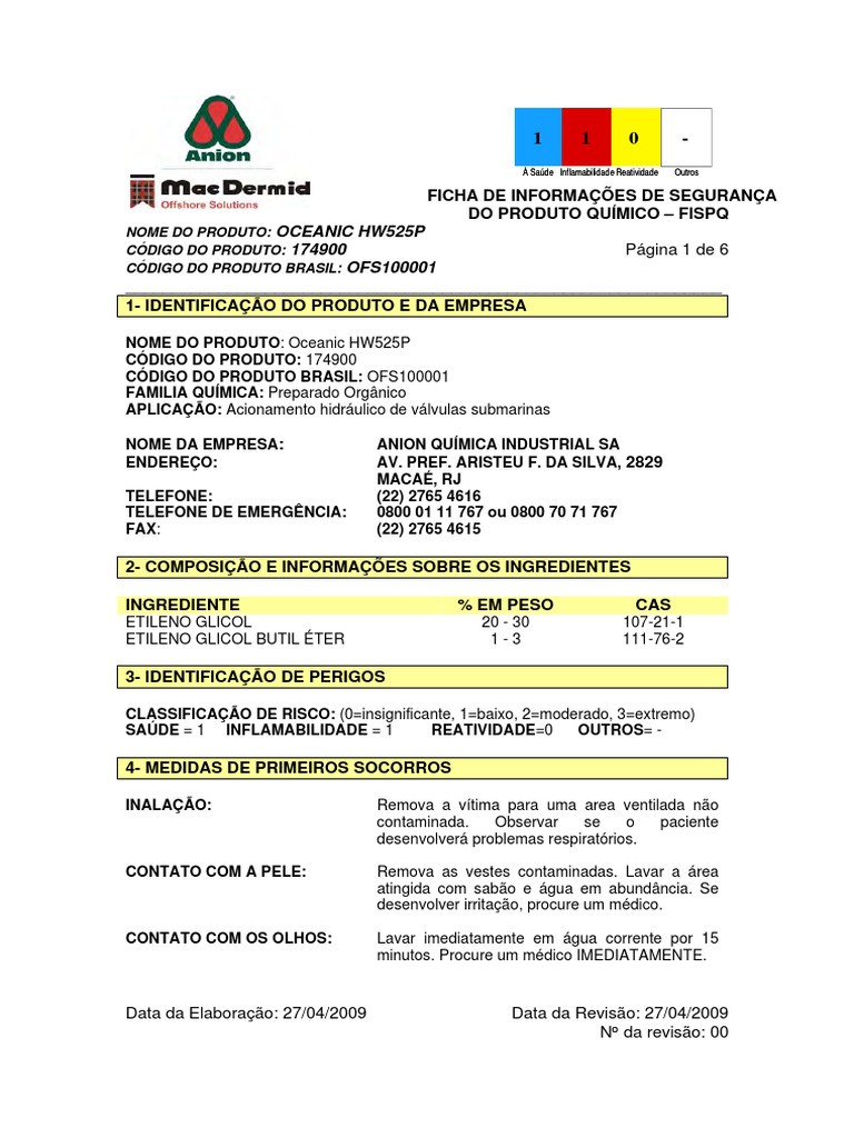 Fispq Oceanic Hw525 | PDF | Oxigênio | Química