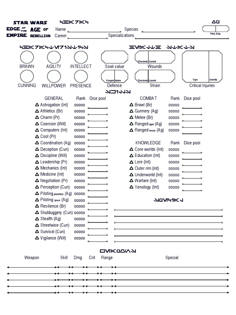 Sheet StarWars - Eote + Aor | PDF
