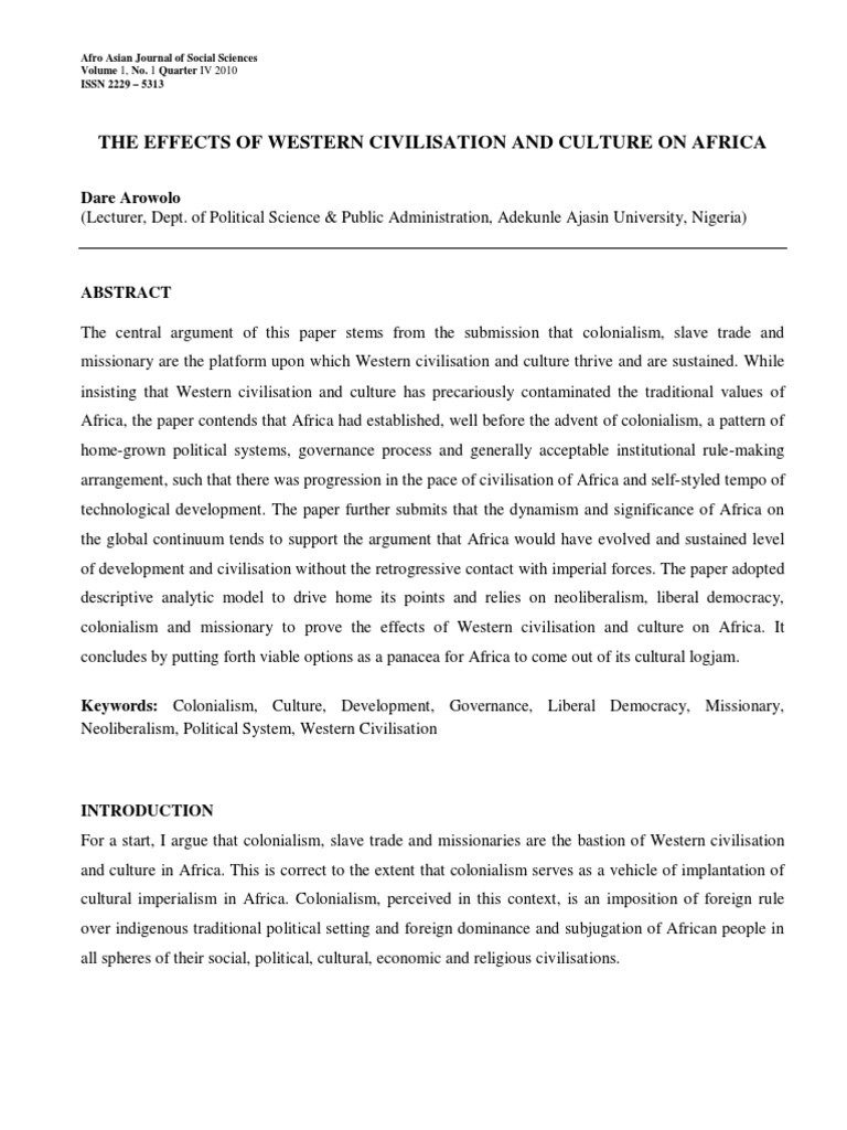 Impact of Western Culture on Africa | PDF | Africa | Colonialism
