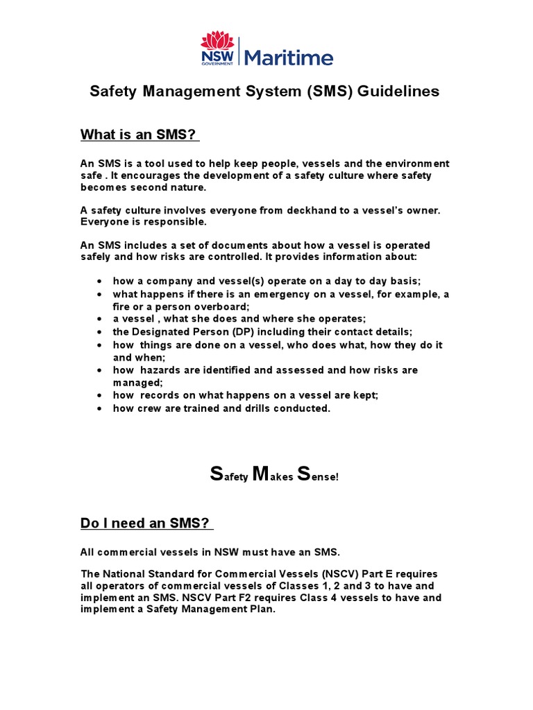 Safety Management System (SMS) Guidelines: What Is An SMS? | PDF ...