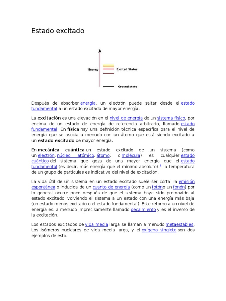 Estado excitado átomo | PDF | Estado emocionado | Partículas fisicas