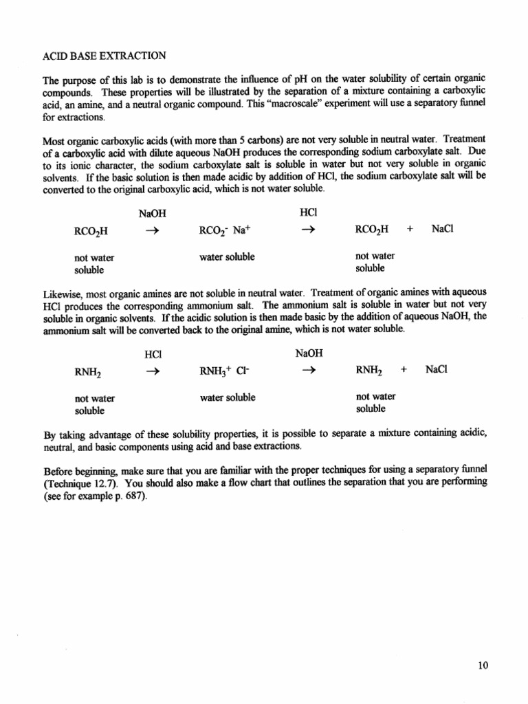 Acid Base Extraction | PDF