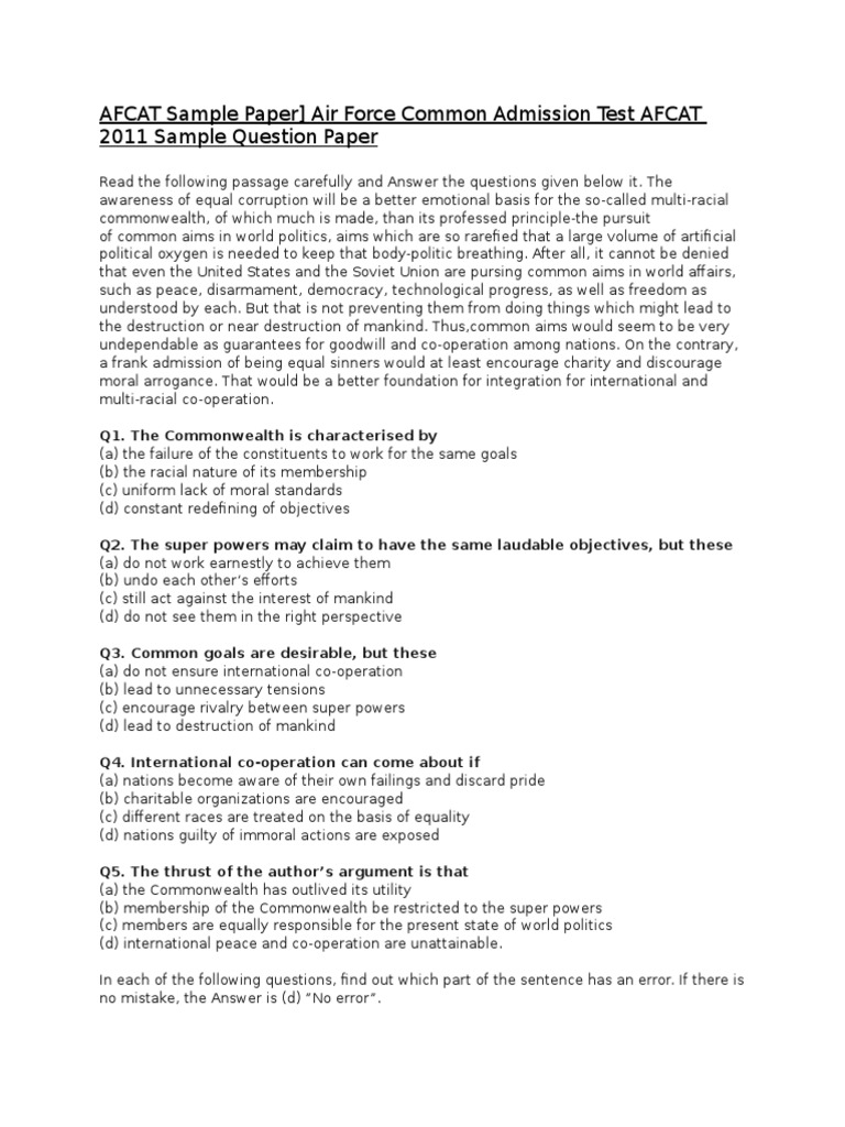 AFCAT Sample PDF General Awerness and GK Here SET 1 | PDF | Sports