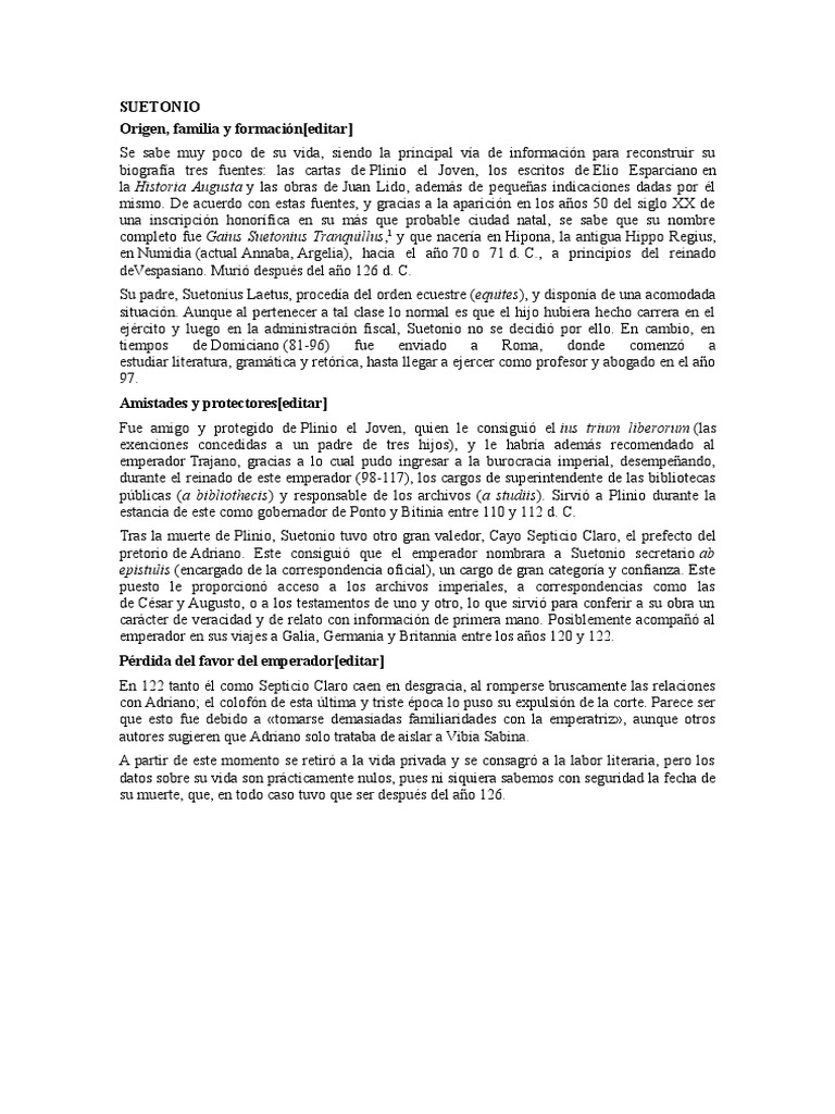 Biografía de Suetonio | PDF | Suetonio | Roma antigua