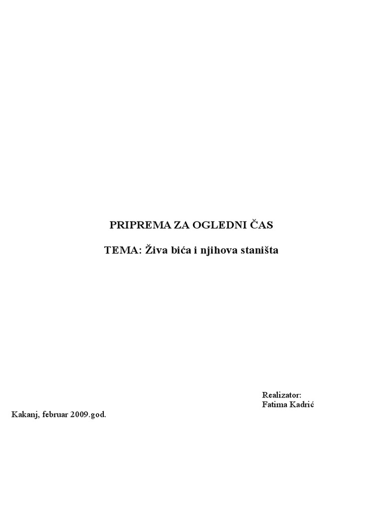 Priprema Za Ogledni Cas 2009 - Zivotne Zajednice | PDF