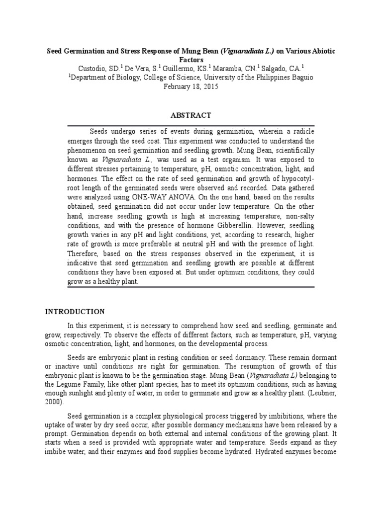 The Effects of Abiotic Factors on Seed Germination and Seedling Growth ...
