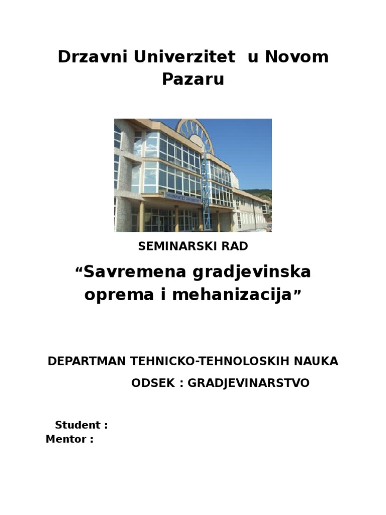 Savremena Gradjevinska Oprema I Mehanizacija | PDF