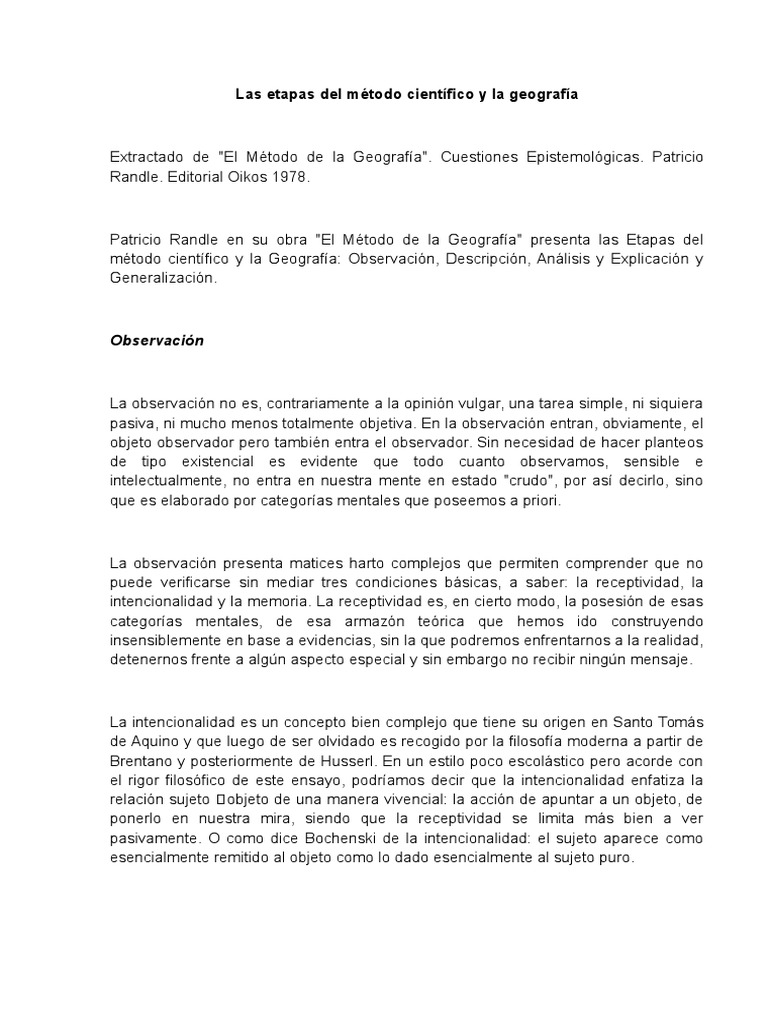 Las Etapas Del Método Científico y La Geografía | PDF | Teoría | Science