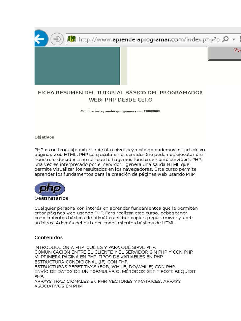 Hp Tutorial Básico Del Programador Web Pdf Servidor Web 9598