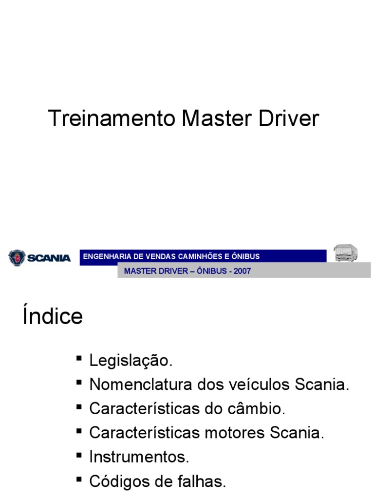 Treinamento Master Driver Scania 2007 | PDF | Motores | Pressão