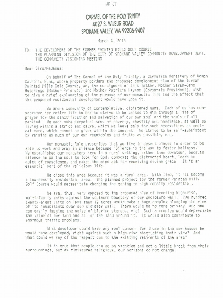 Carmel of The Holy Trinity Letter | PDF