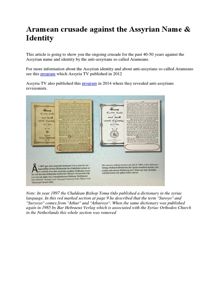 Aramean Crusade Against The Assyrian Name & Identity | PDF | Assyria ...