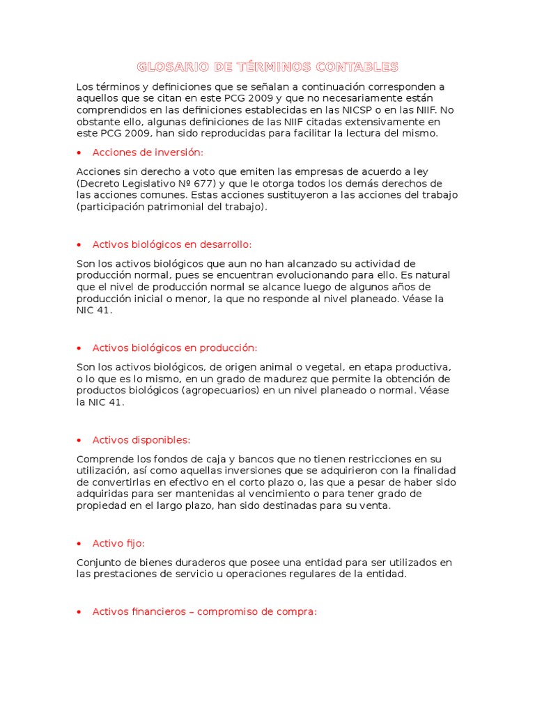 Glosario de Términos Contables | PDF | normas internacionales de ...