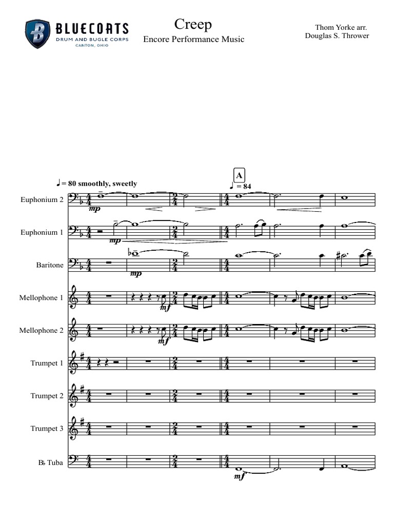 Bluecoats Creep Actual Arrangement Major Stuff Done | PDF | Music ...
