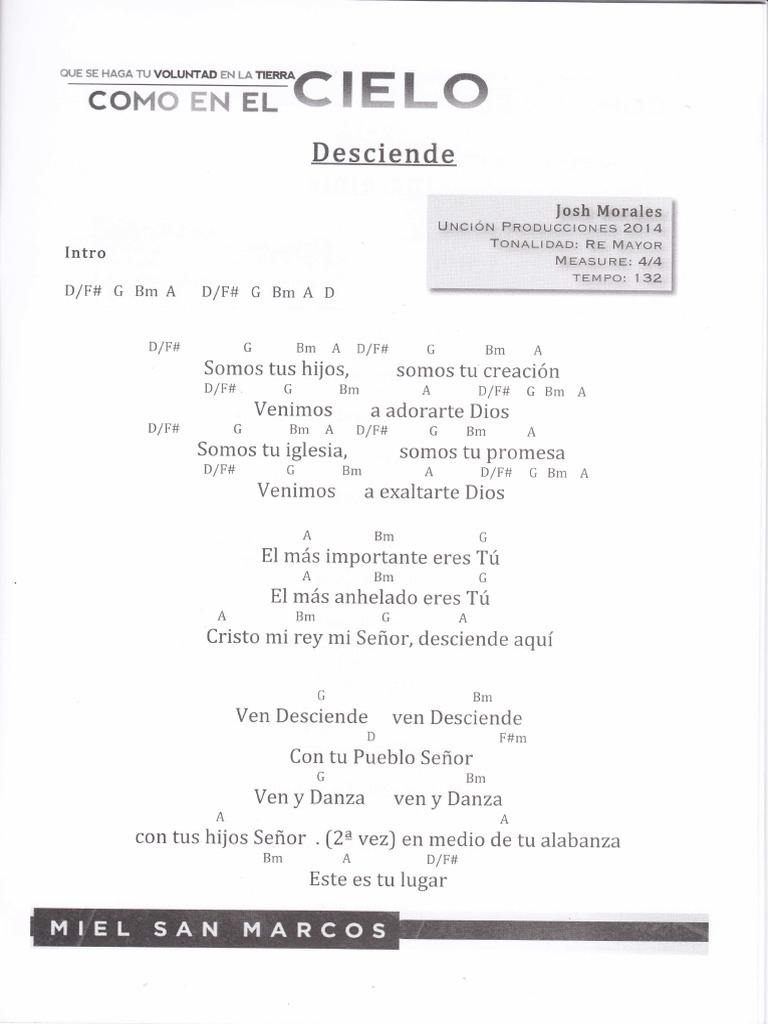 Letra y acordes de "Desciende" | PDF