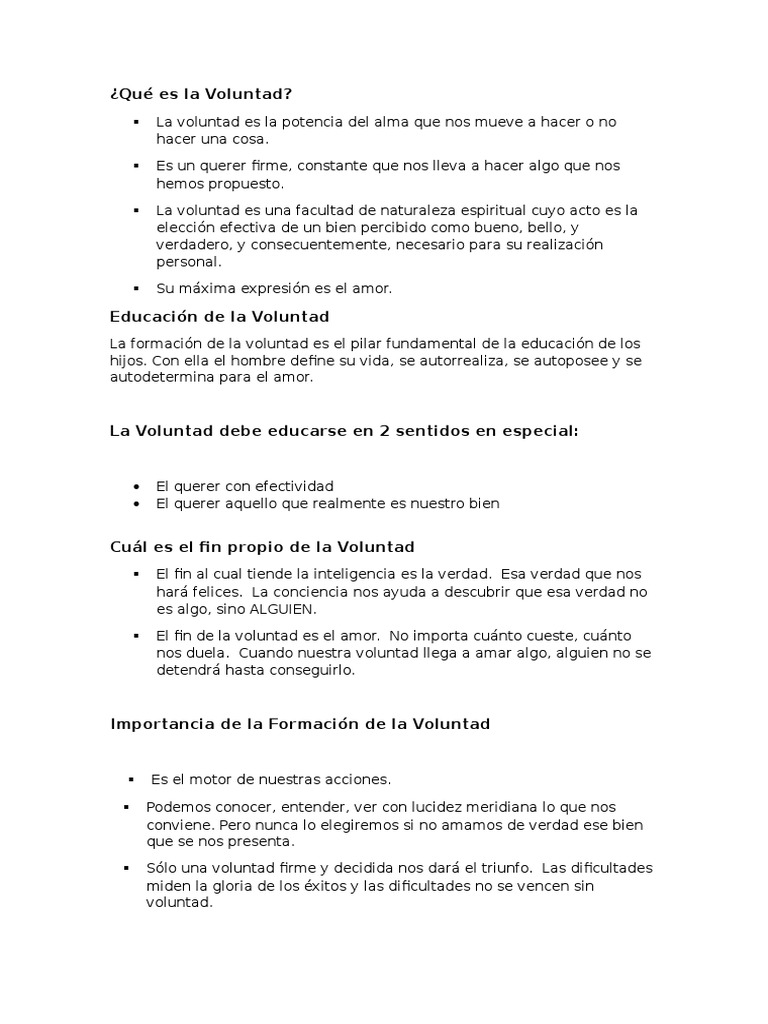 La Importancia de la Voluntad en la Educación | PDF | Amor | Verdad