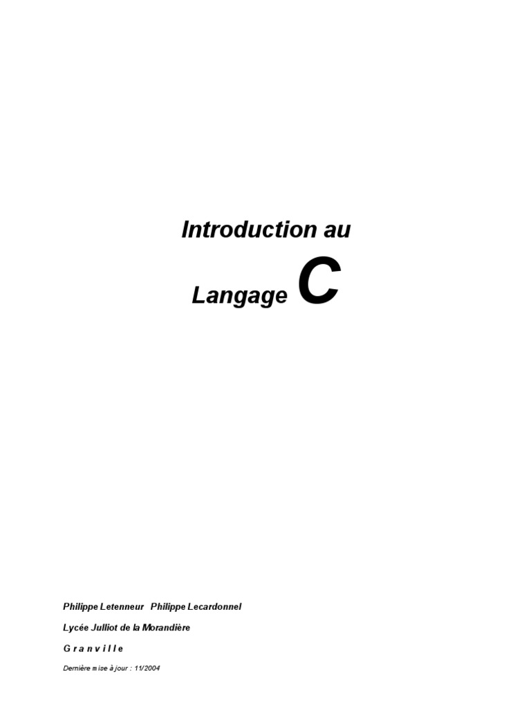 Introduction Au Langage C | PDF Introduction Au Langage C | PDF