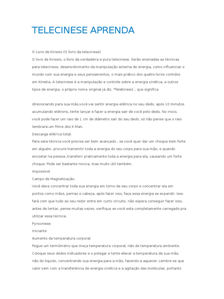 Telecinese | PDF | Calor | Termodinâmica