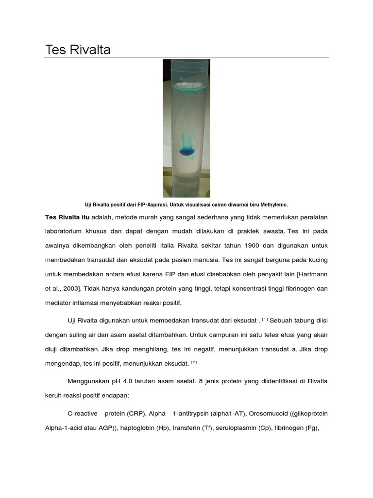 Tes Rivalta: Diagnosis Efusi Kucing | PDF | Kesehatan Holistik