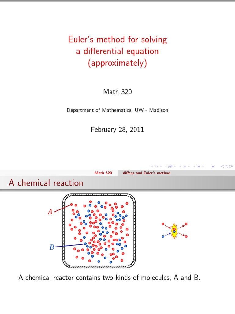 Eulers-Method Best Example of Using Euler Method in Chemical Reaction ...