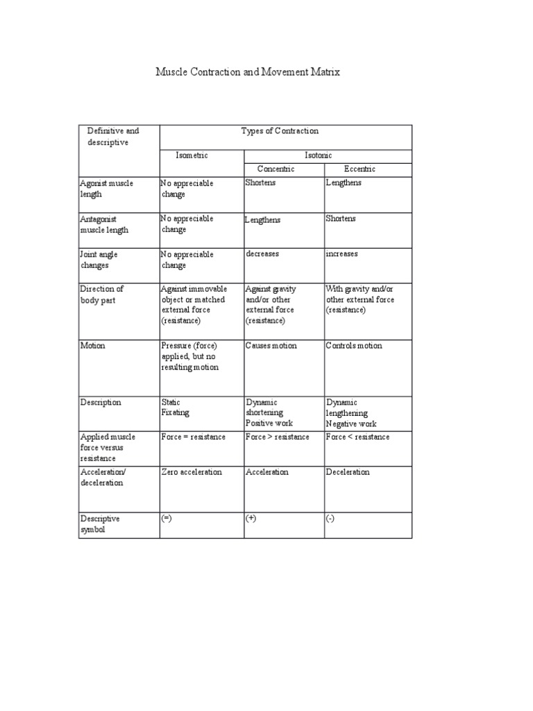 Muscle Movement Chart | PDF