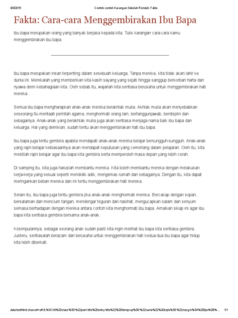 Contoh Karangan Sekolah Rendah Javonaxrandall