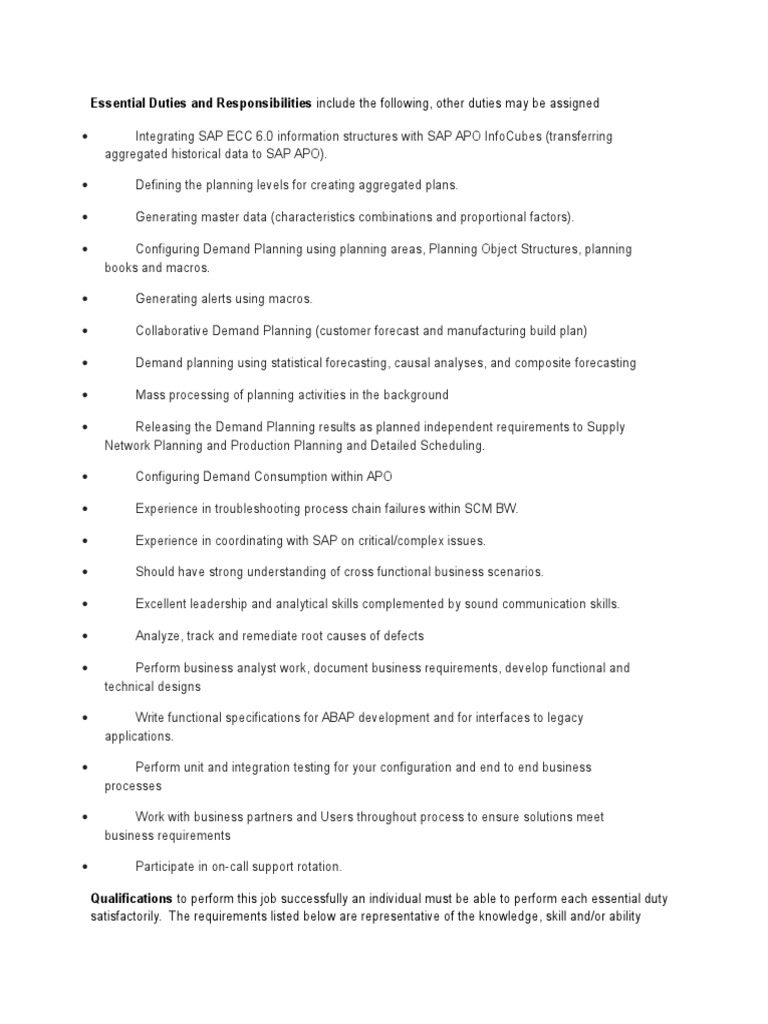 Essential Duties and Responsibilities | PDF | Computing | Cognition