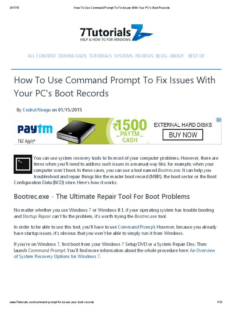 How To Use Command Prompt To Fix Issues With Your PC's Boot Records PDF ...