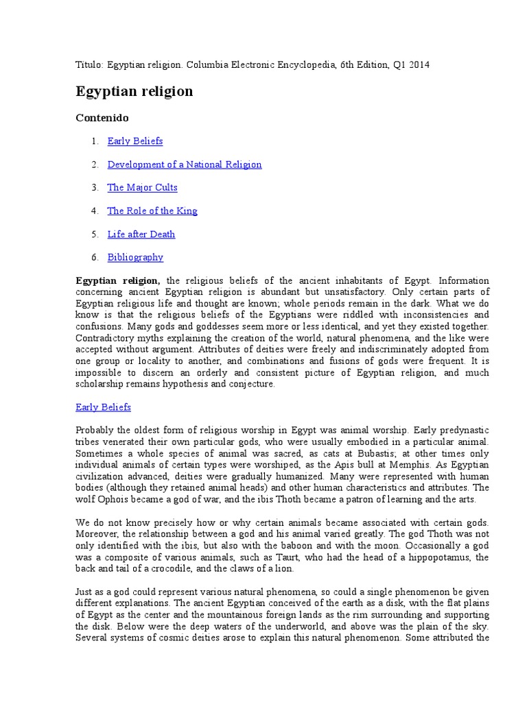 Egyptian Religion. Columbia Electronic Encyclopedia | PDF | Ancient ...