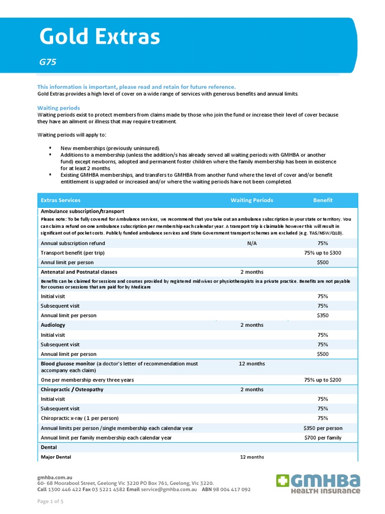 GMHBA FactSheet G75 PDF | PDF | Clinical Medicine | Medicine