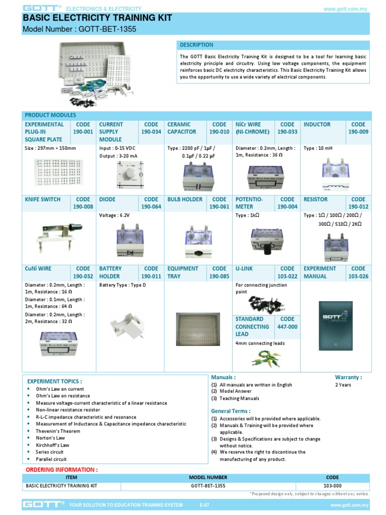 Basic Electricity Training Kit Guide | PDF